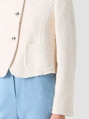 Akris Bouclé Crewneck Jacket - Ivory