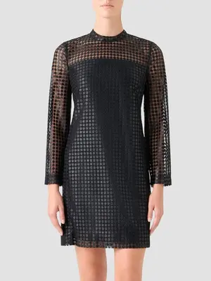 Akris Metallic Dot-embroidered Tulle Minidress