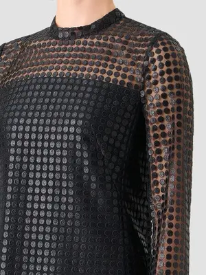 Akris Metallic Dot-embroidered Tulle Minidress