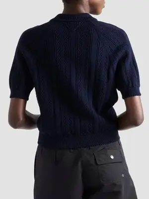 Prada Short-sleeved Openwork Cotton Polo Shirt