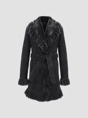 Gorski Merino Shearling Lamb Stroller With Fringes