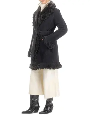 Gorski Merino Shearling Lamb Stroller With Fringes