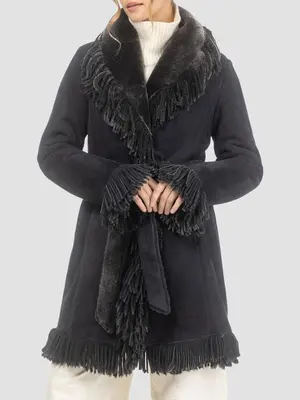 Gorski Merino Shearling Lamb Stroller With Fringes