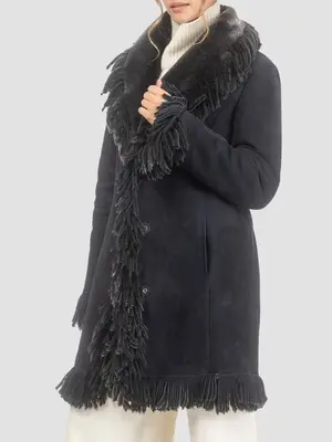 Gorski Merino Shearling Lamb Stroller With Fringes