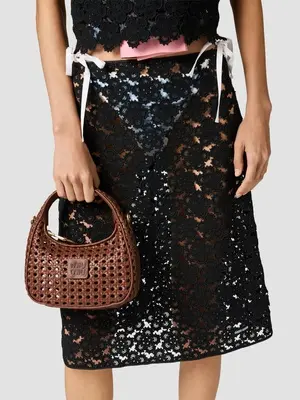 Miu Miu Wander Woven Leather Top Handle Bag