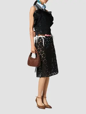 Miu Miu Wander Woven Leather Top Handle Bag - Brown