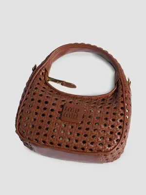 Miu Miu Wander Woven Leather Top Handle Bag - Brown