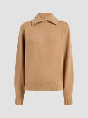 Khaite Jackson Wool-cashmere Spread-collar Sweater - Camel