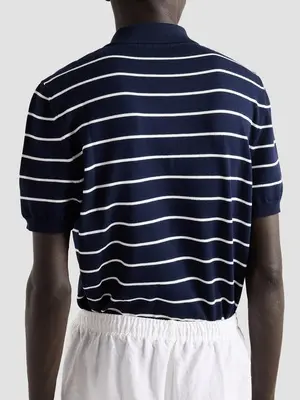 Prada Short-sleeved Striped Cotton Polo Shirt - Blue