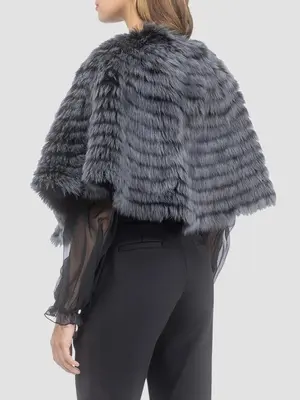 Gorski Toscana Shearling Lamb Layered Capelet - Black