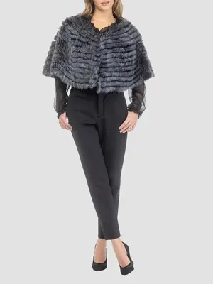 Gorski Toscana Shearling Lamb Layered Capelet - Black