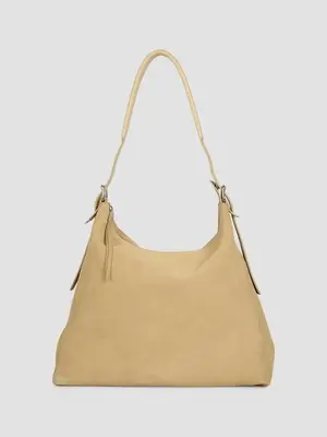 LEMAIRE Belted Suede Hobo Bag - Biscuit