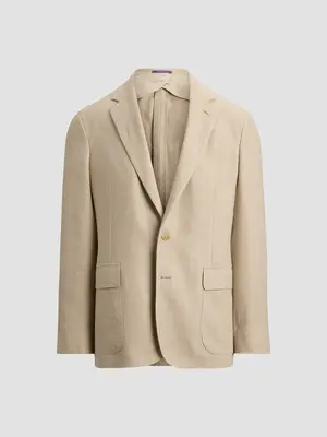 Ralph Lauren Purple Label Herringbone Linen-blend Sport Coat - Champagne Multi