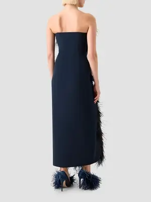 Akris Corsage Cyanotype Feather Gown