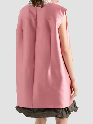 Prada Embroidered Double Shantung Dress - Pink