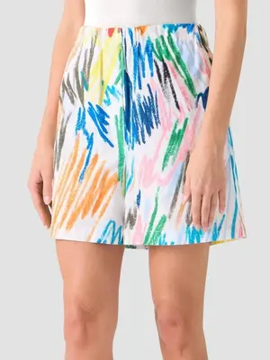 Akris Frey Abstract Poplin Elasticized Shorts