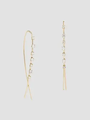 Lana Jewelry 14k Gold & Diamond Narrow Upside Down Hoops - Yellow