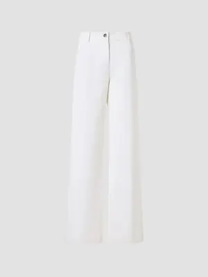 Akris Finnian Stretch Cotton High-rise Wide-leg Pants - Ecru