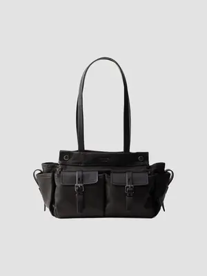 Prada Route Medium Leather Tote Bag - Black