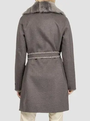 Gorski Cashmere And Wool Stroller With Shearling Lamb Collar