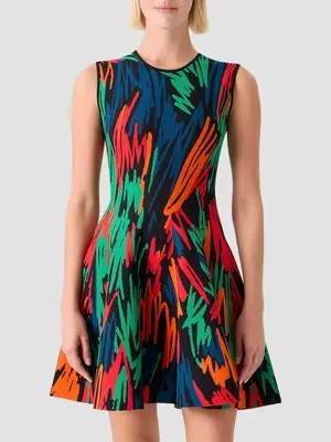 Akris Scribble Jacquard Sleeveless Minidress