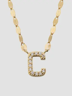 Lana Jewelry 14k Yellow Gold & 0.06 Tcw Diamond Initial Pendant Necklace - Initial C