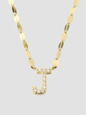 Lana Jewelry 14k Yellow Gold & 0.06 Tcw Diamond Initial Pendant Necklace Initial J