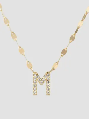 Lana Jewelry 14k Yellow Gold & 0.06 Tcw Diamond Initial Pendant Necklace - Initial M