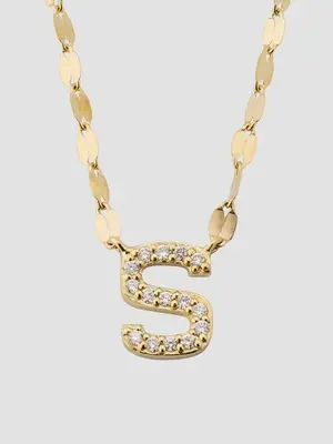 Lana Jewelry 14k Yellow Gold & 0.06 Tcw Diamond Initial Pendant Necklace - Initial S