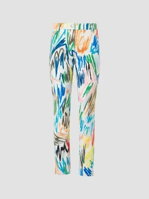 Akris Maru Scribble-print Stretch Slim-fit Crop Jeans - Cream Multi