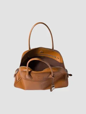 Miu Miu Vivant Leather Shoulder Bag - Brown