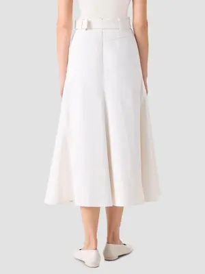 Akris Belted Denim A-line Midi-skirt