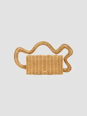 Cult Gaia Elsa Rattan Clutch - Natural