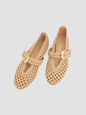 Zimmermann Helix Woven Leather Ballerina Flats