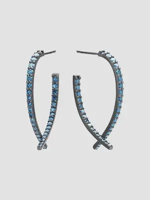 Lana Jewelry 14k Gold & 1.22 Tcw Blue Diamond Inside-out Hoop Earrings