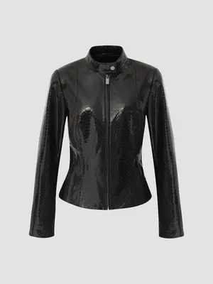 Gorski Metis Suede Python Printed Zip Jacket - Anthracite