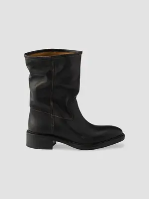 Prada Vintage-effect Leather Boots - Black