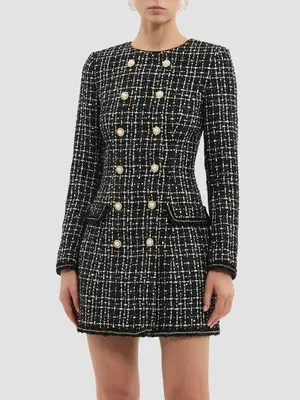 Rebecca Vallance Meringue Embellished Tweed Blazer Mini Dress