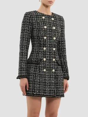 Rebecca Vallance Meringue Embellished Tweed Blazer Mini Dress