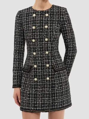 Rebecca Vallance Meringue Embellished Tweed Blazer Mini Dress