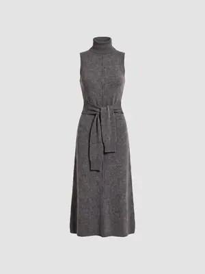 NICHOLAS THE LABEL Zinnia Wool Tie-waist Midi Dress - Charcoal