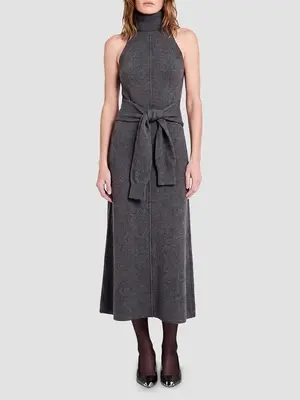 NICHOLAS THE LABEL Zinnia Wool Tie-waist Midi Dress