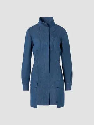 Akris Stand Collar Coated Minidress