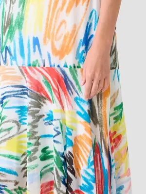 Akris Abstract Georgette Crewneck Midi-dress