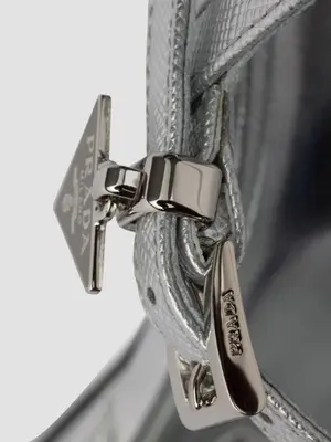 Prada Patent Saffiano Leather Platform Sandals - Silver