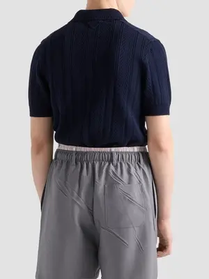 Prada Short-sleeved Openwork Cotton Polo Shirt
