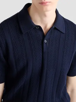 Prada Short-sleeved Openwork Cotton Polo Shirt