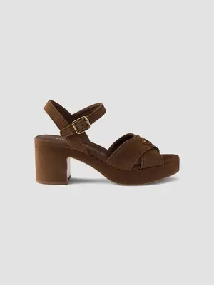 Prada Suede Platform Sandals - Brown