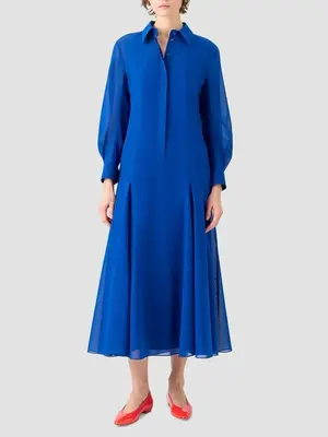 Akris Cotton Voile Back Drawstring Shirtdress