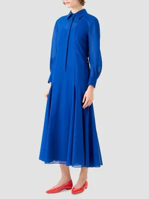 Akris Cotton Voile Back Drawstring Shirtdress